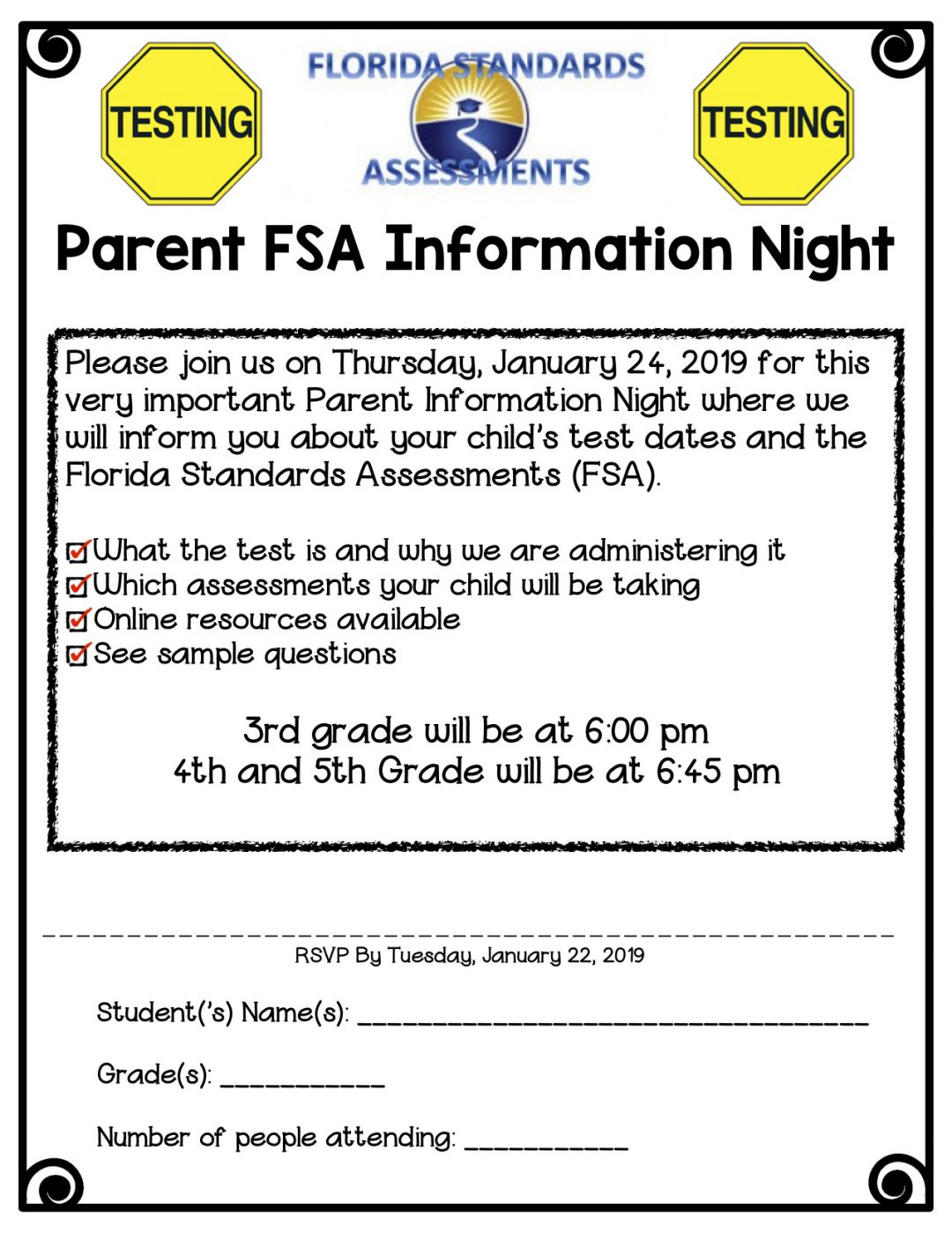 PARENT FSA INFORMATION NIGHT | Chester W. Taylor Elementary School